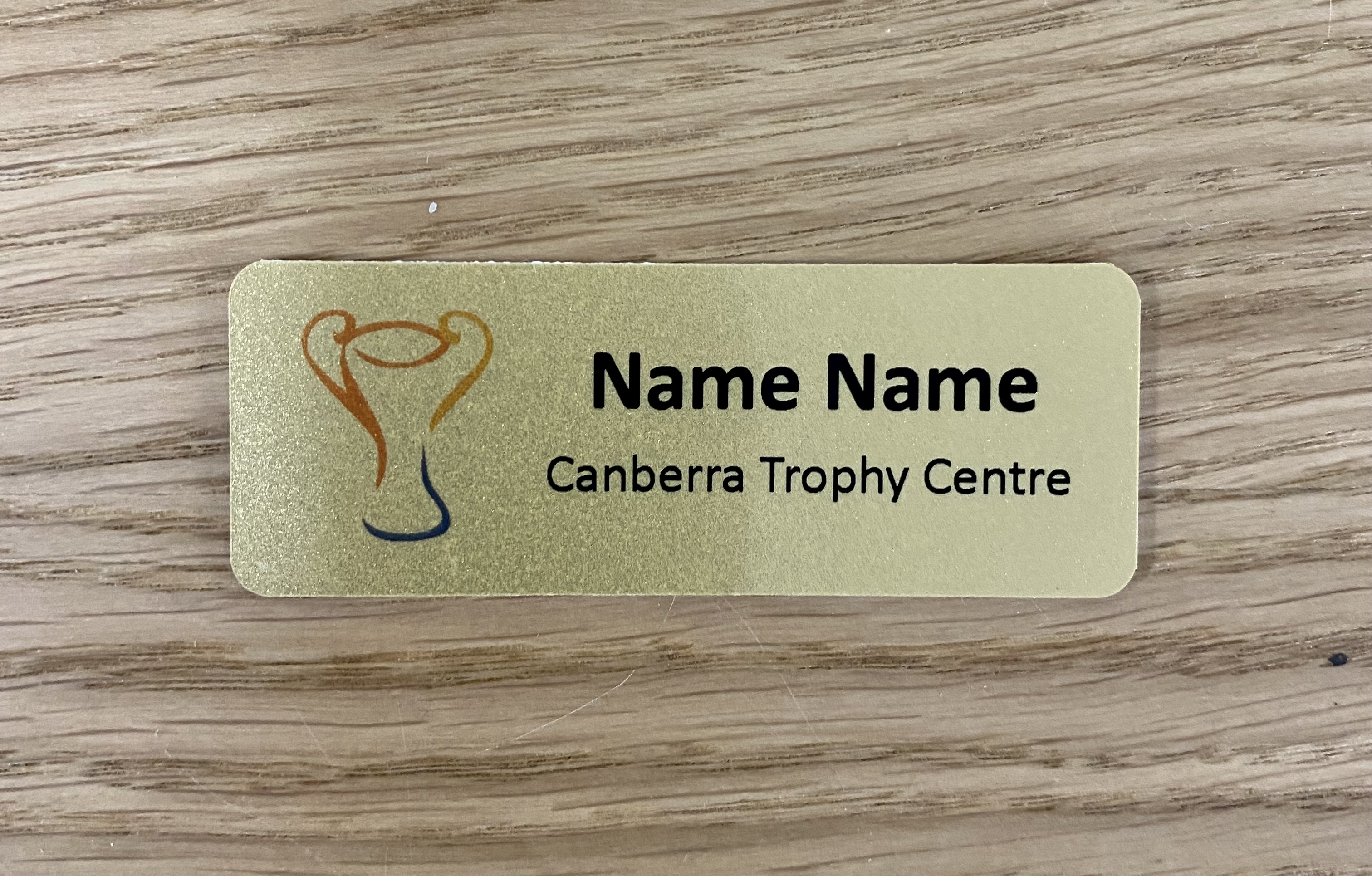 NAME BADGE GOLD FLAT – Canberra Trophy Centre