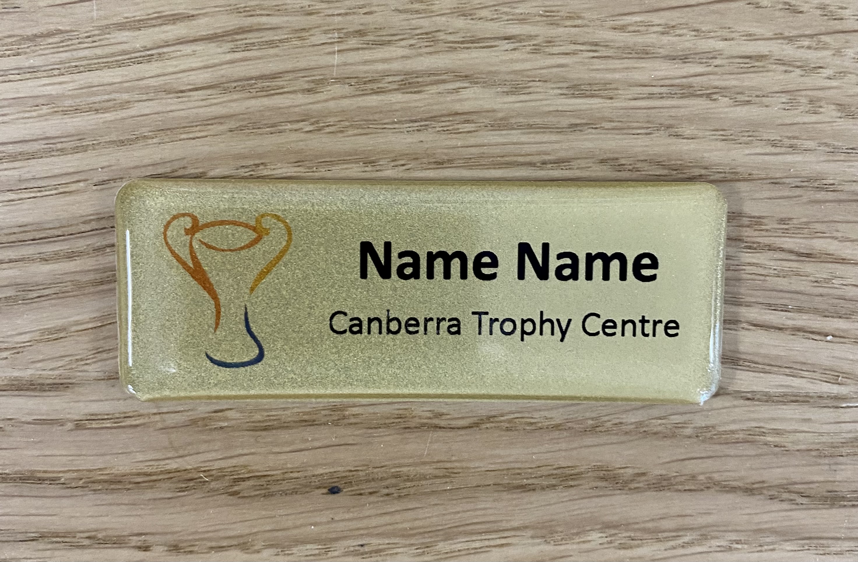 NAME BADGE GOLD DOME – Canberra Trophy Centre