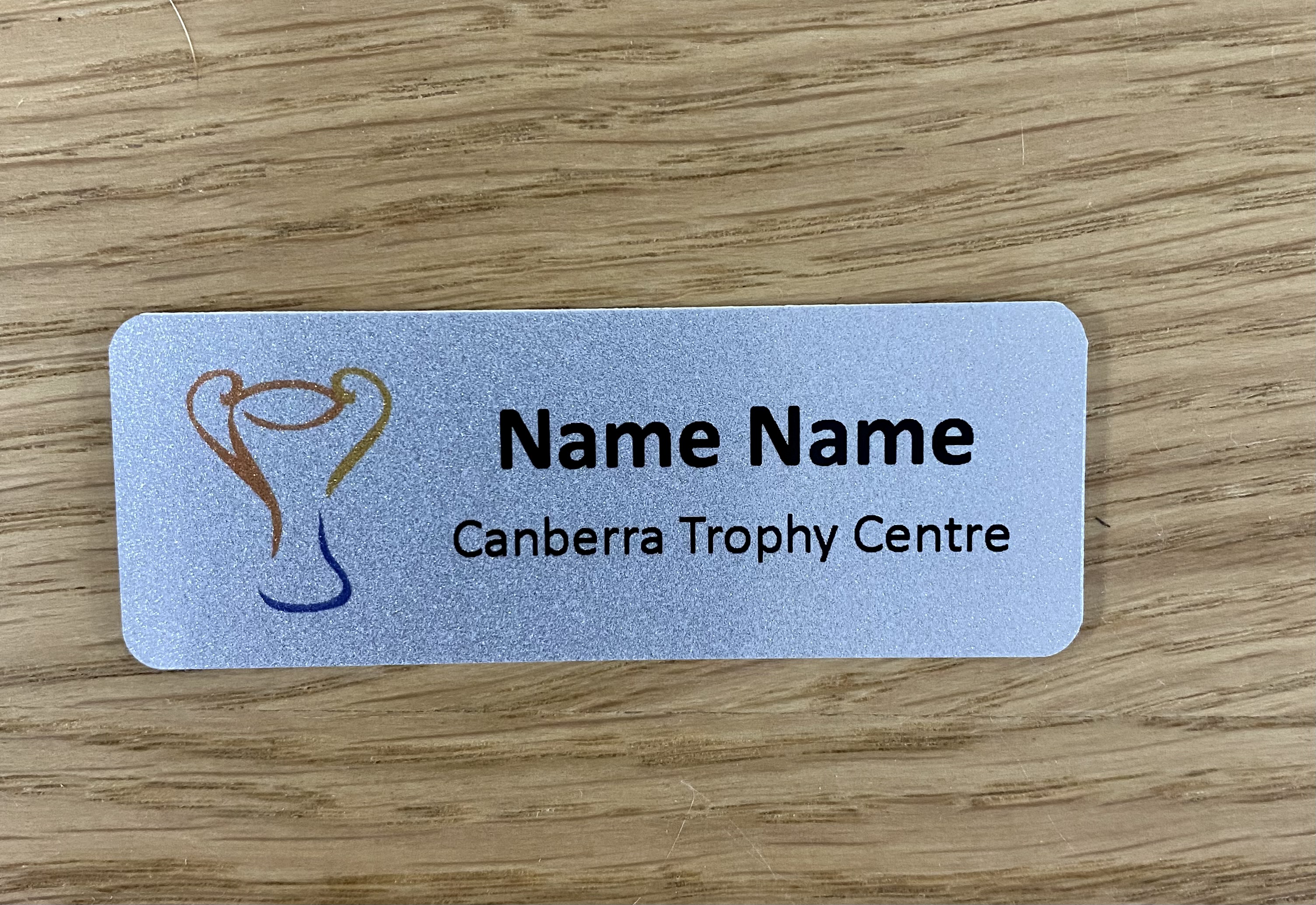 NAME BADGE WHITE FLAT – Canberra Trophy Centre