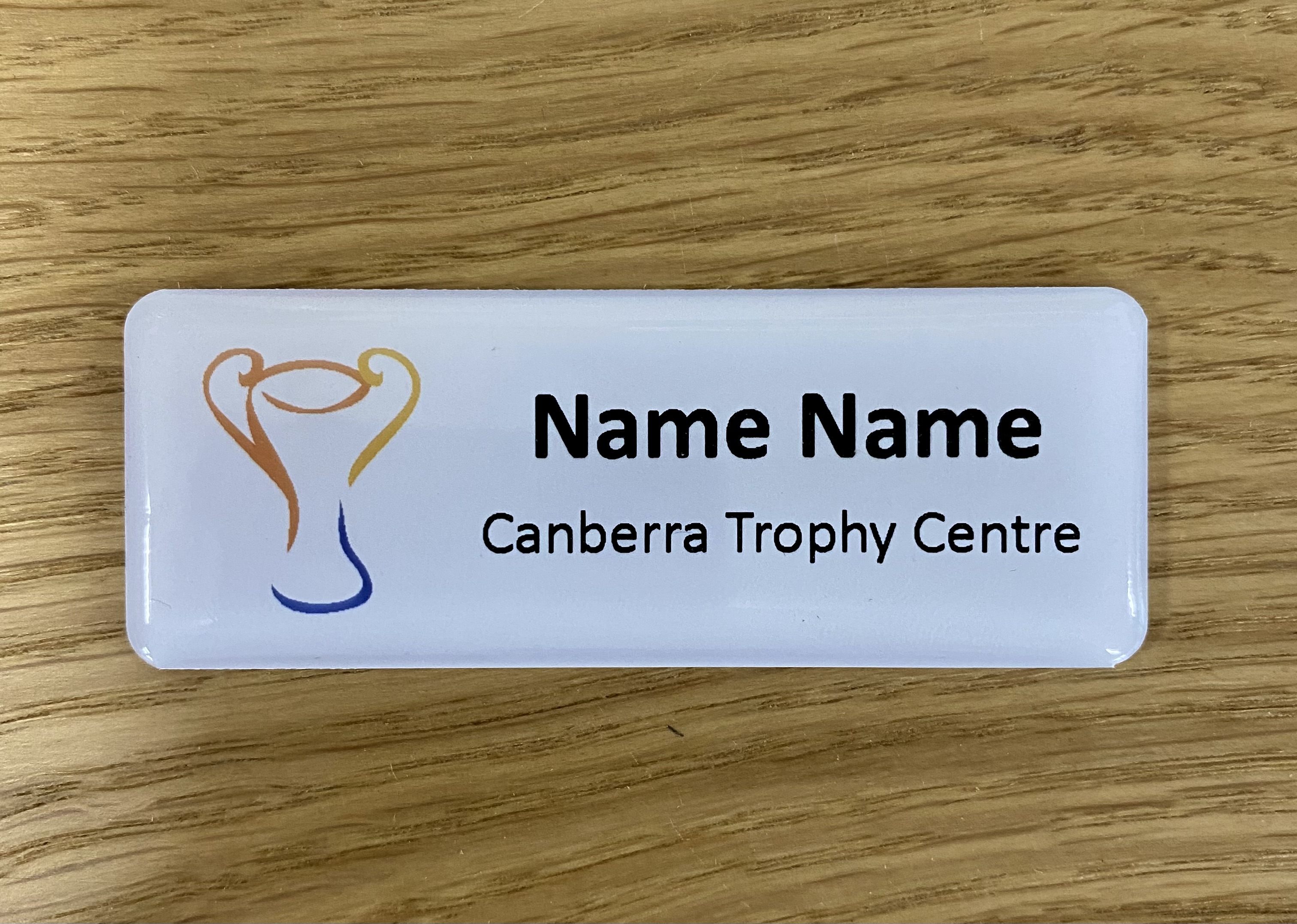 NAME BADGE WHITE DOME – Canberra Trophy Centre